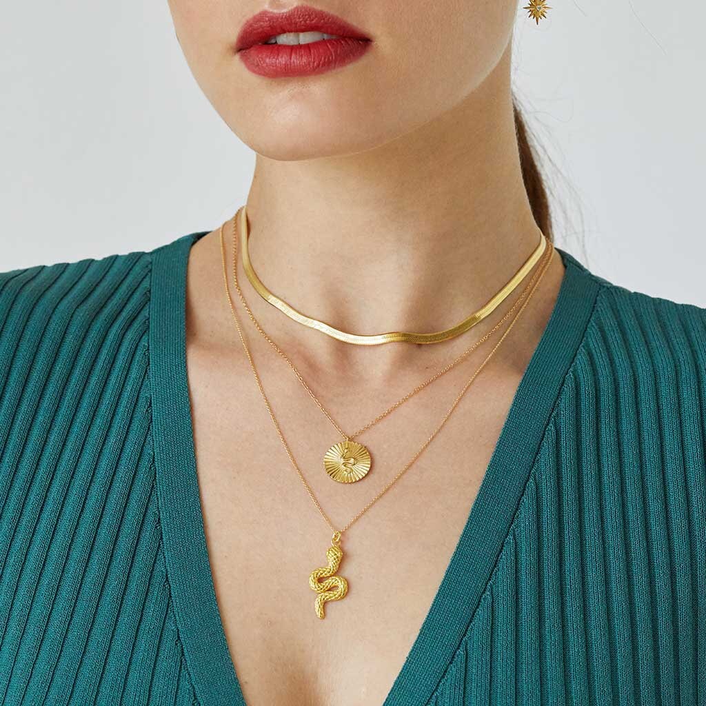 Snake necklace medallion necklace pendant necklace gold | Etsy