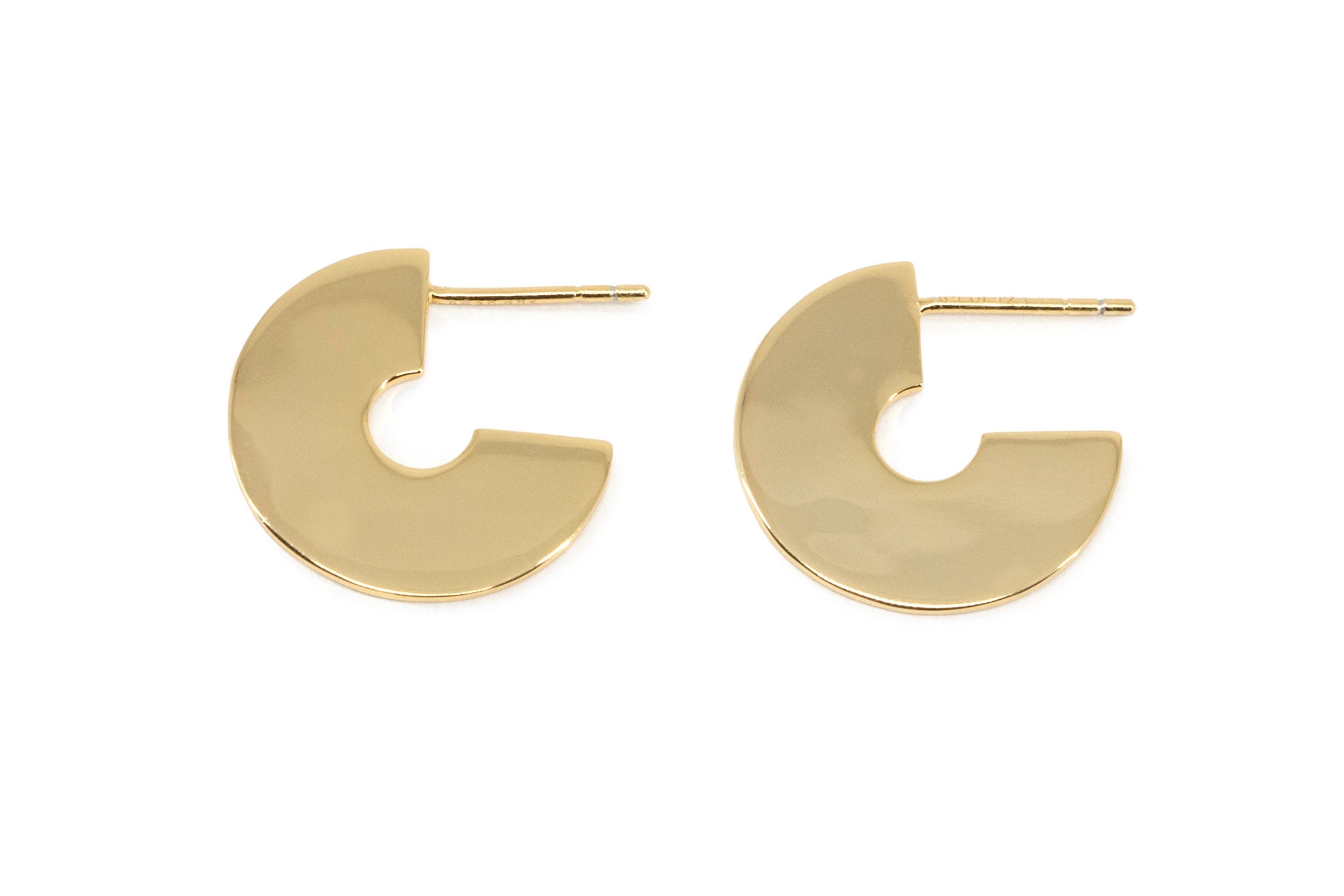 Disc Hoop Earrings Dainty Earrings Flat Hoops Gold Hoops - Etsy