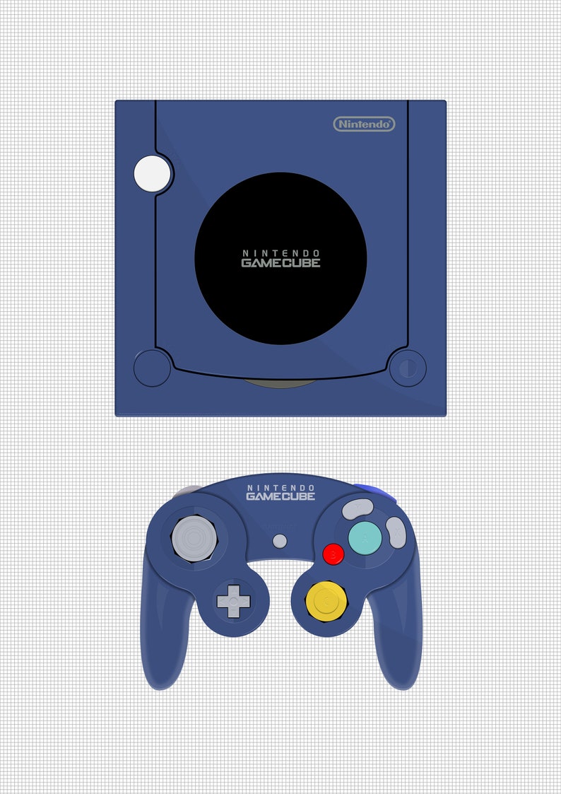 Nintendo Gamecube Poster Computer Poster and Gamepad Digital Art Poster ...
