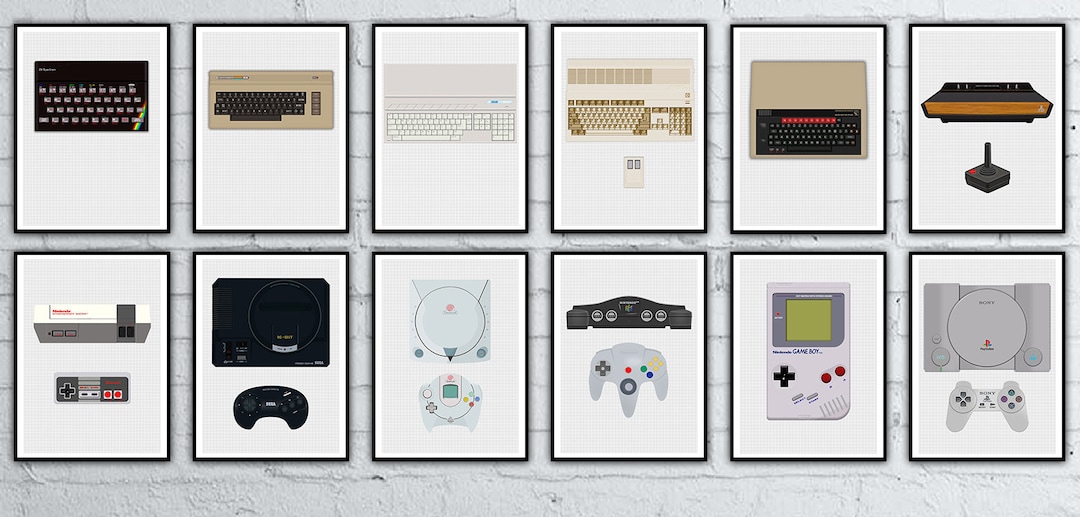 Retro Consoles / Computers Poster Set Choose From 50 Designs Available ...