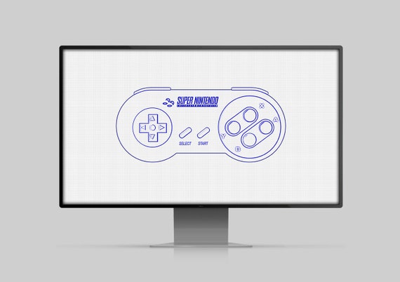 SNES Controller Blueprint Computer Poster Retro Digital | Etsy