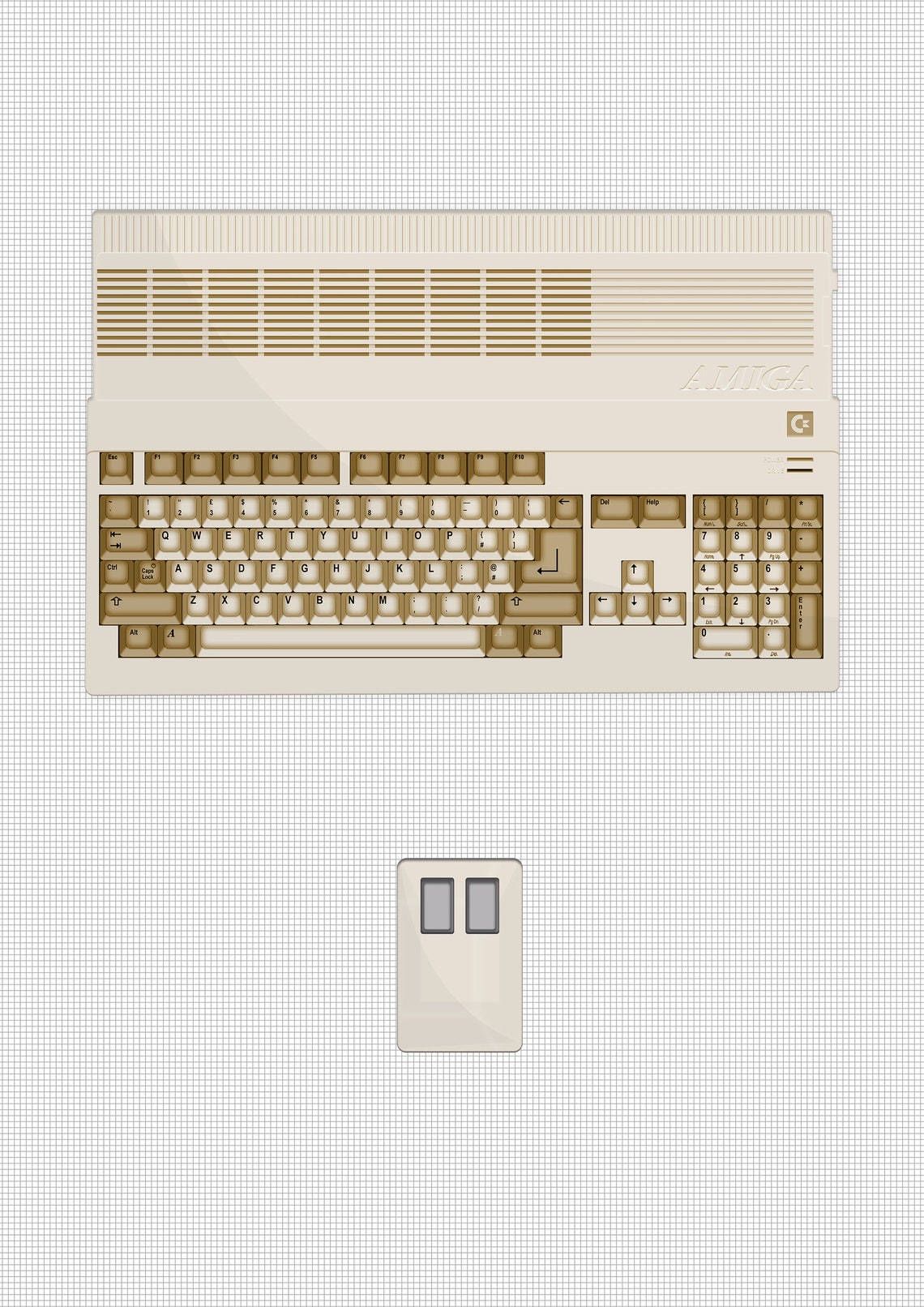 Commodore Amiga 500 Computer and Mouse Digital Art Computer - Etsy