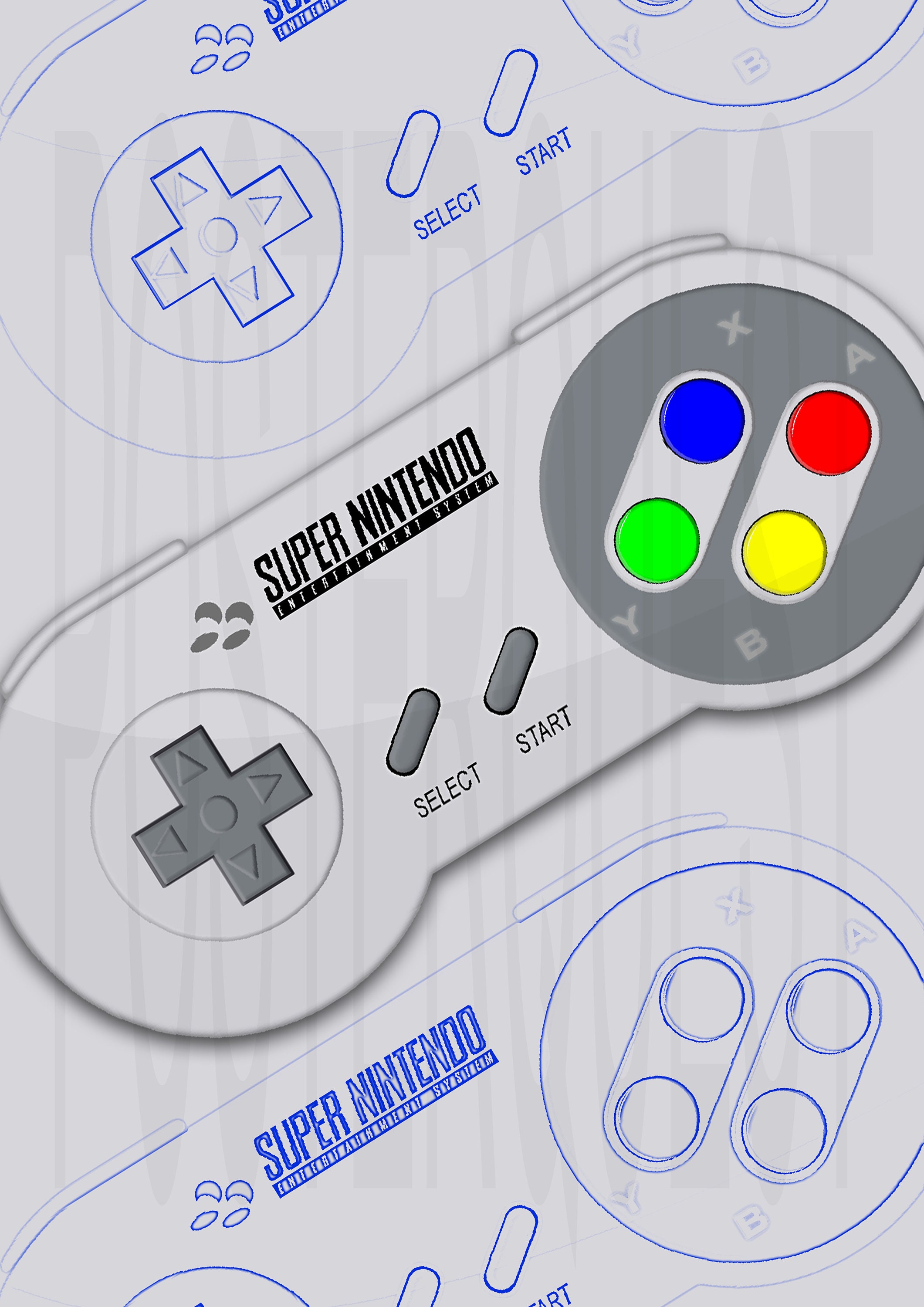 SNES Poster Computer Poster Super Nintendo Entertainment System Digital ...