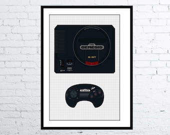 Sega Megadrive and Gamepad Digital Art Poster / Print | Etsy