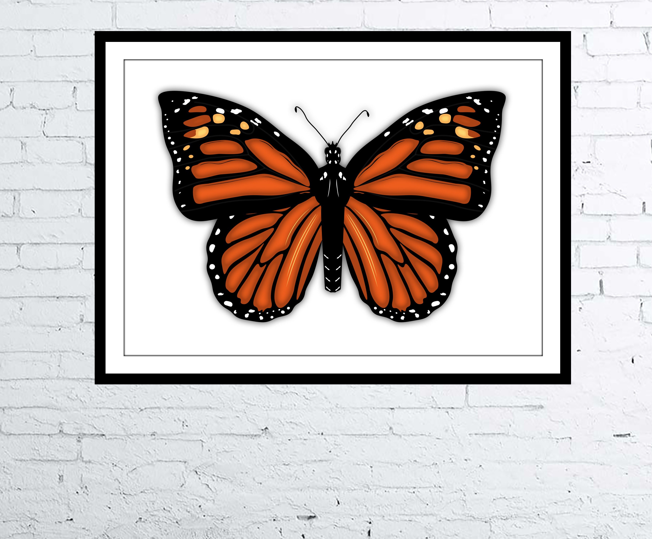Photorealistic Drawing Monarch Butterfly Digital Art Poster / Nature ...