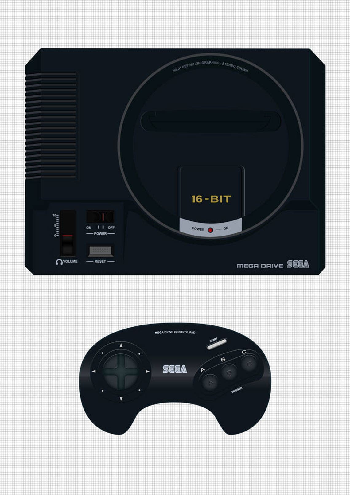 Sega Megadrive and Gamepad Digital Art Poster / Print - Etsy
