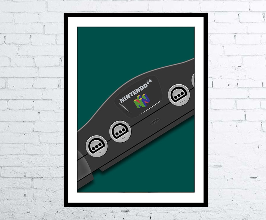 Photorealistic Drawing Nintendo 64 Computer Poster Retro Digital Art ...