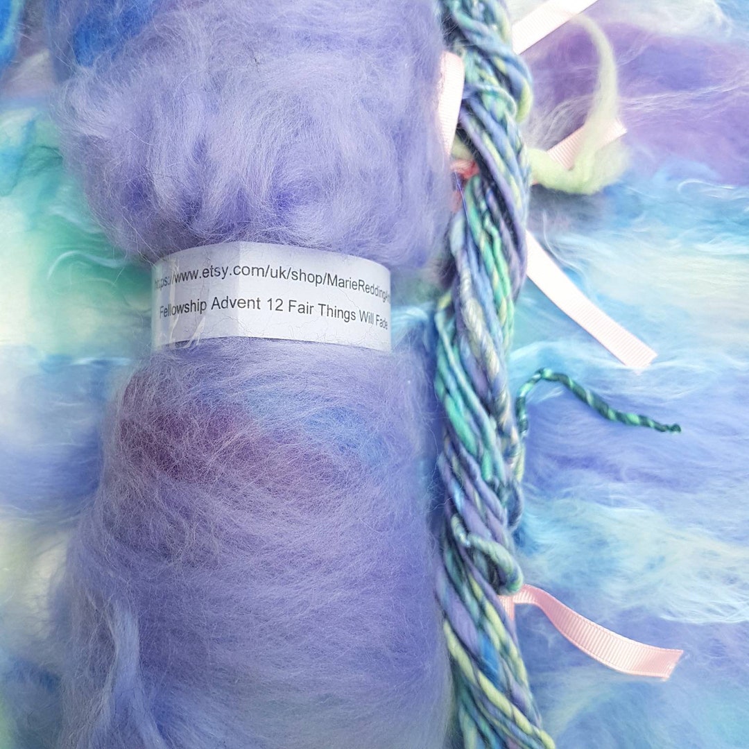 Blue Handspun Yarn / 12 Fair Things Will Fade / 50g / Lilac / Blue Silk ...