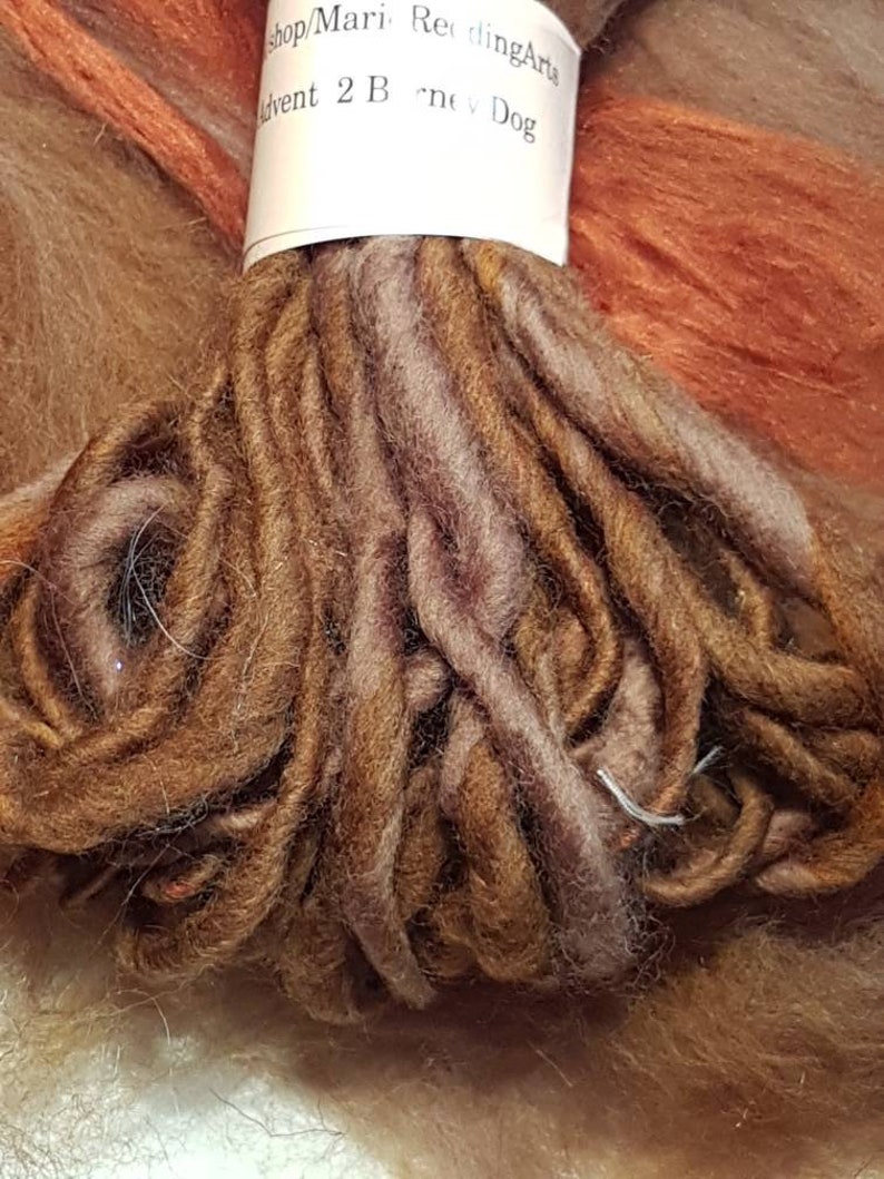 Handcarded Fiber Batt: Brown, Copper, Hazelnut Blend (50g) "barney Dog ...