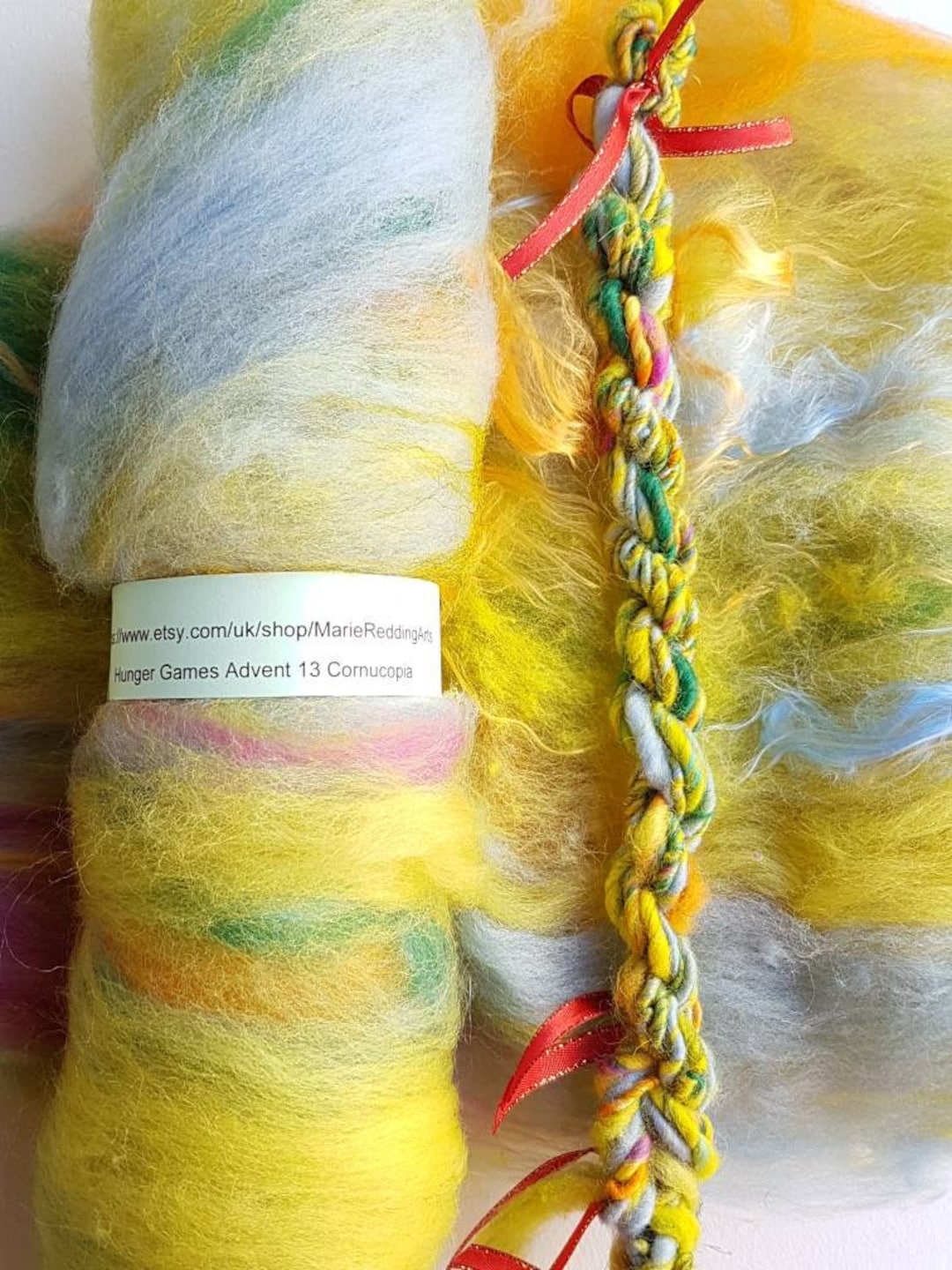 Handspun Yellow Art Yarn / 13 Cornucopia / Rainbow / Pastel / Pink ...