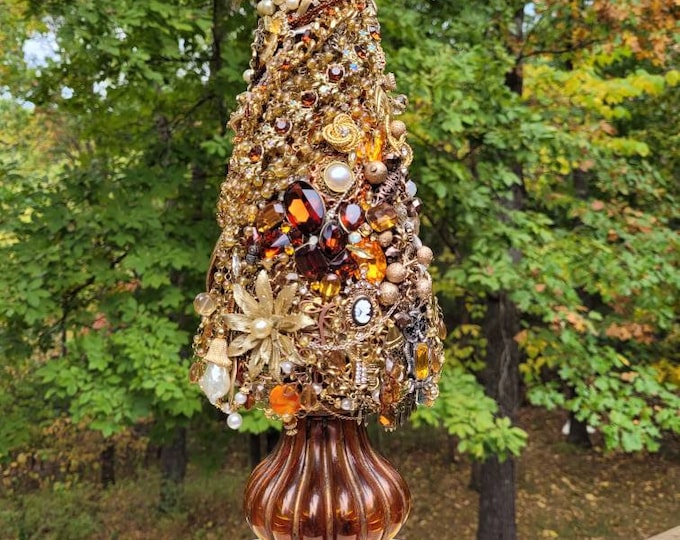 Jeweled Fall Tree, persimmon, Fall Centerpiece, Unique Gift, Vintage ...