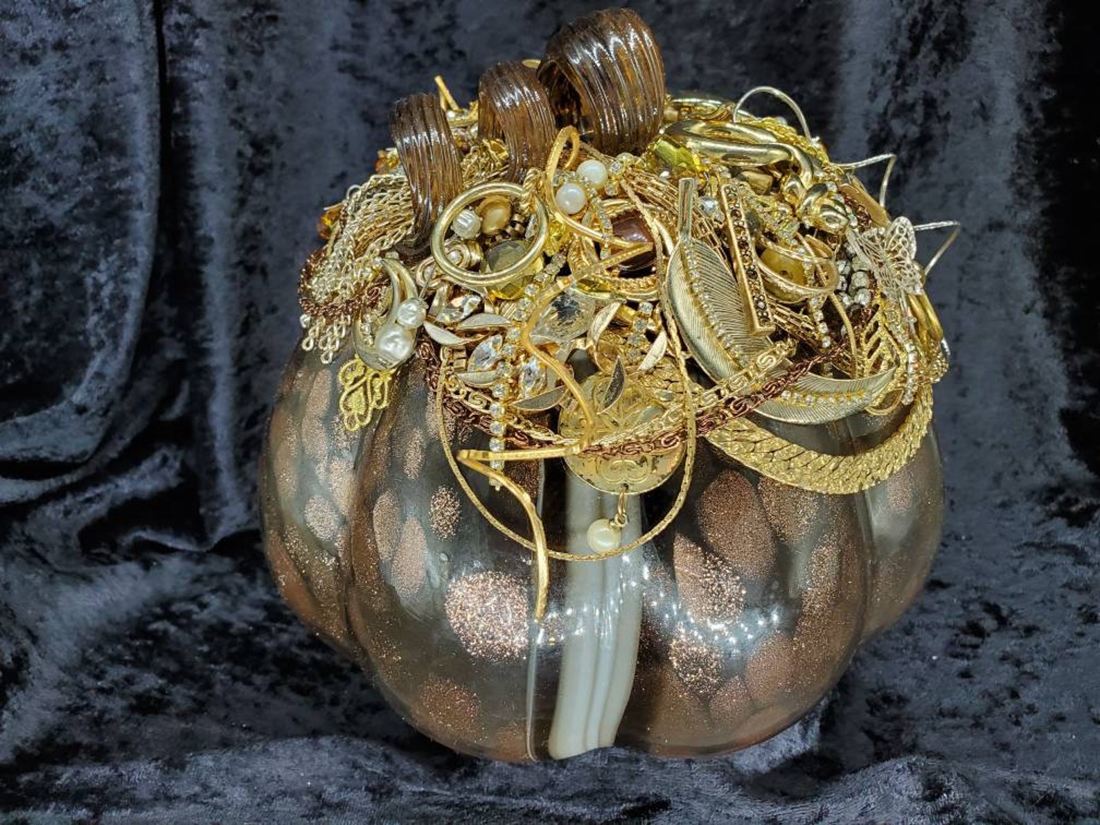 Jeweled Pumpkin, Blown Glass Embellished, VAIL PUMPKIN, Unique Birthday ...