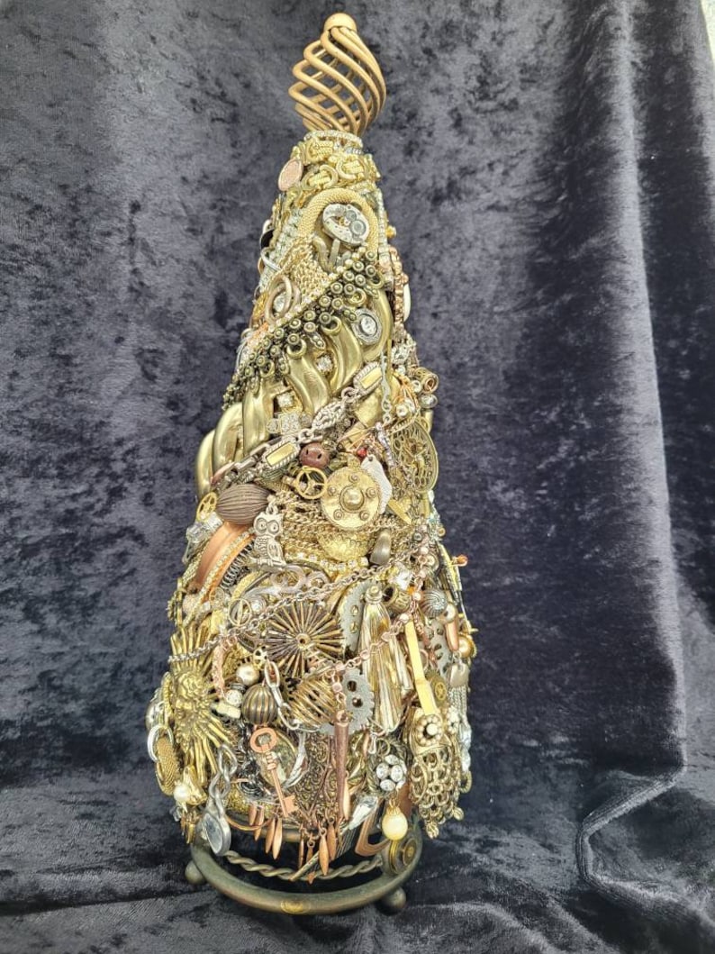 Steampunk Christmas Tree, STEAMPUNK CHRISTMAS, Repurposed, Jeweled ...