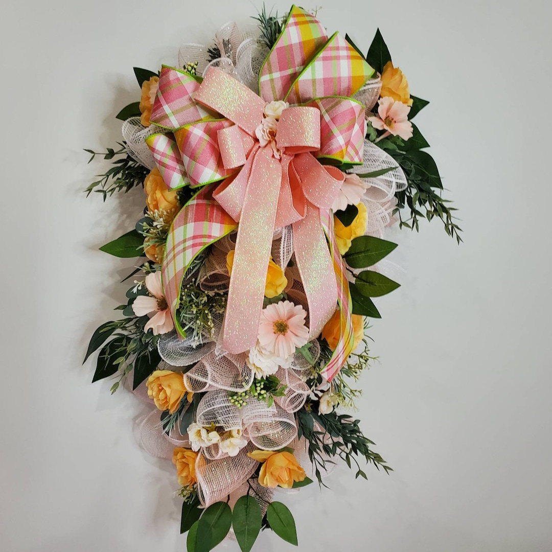 Front Door Swag for Spring, Pastel Front Door Swag, Spring Swag - Etsy