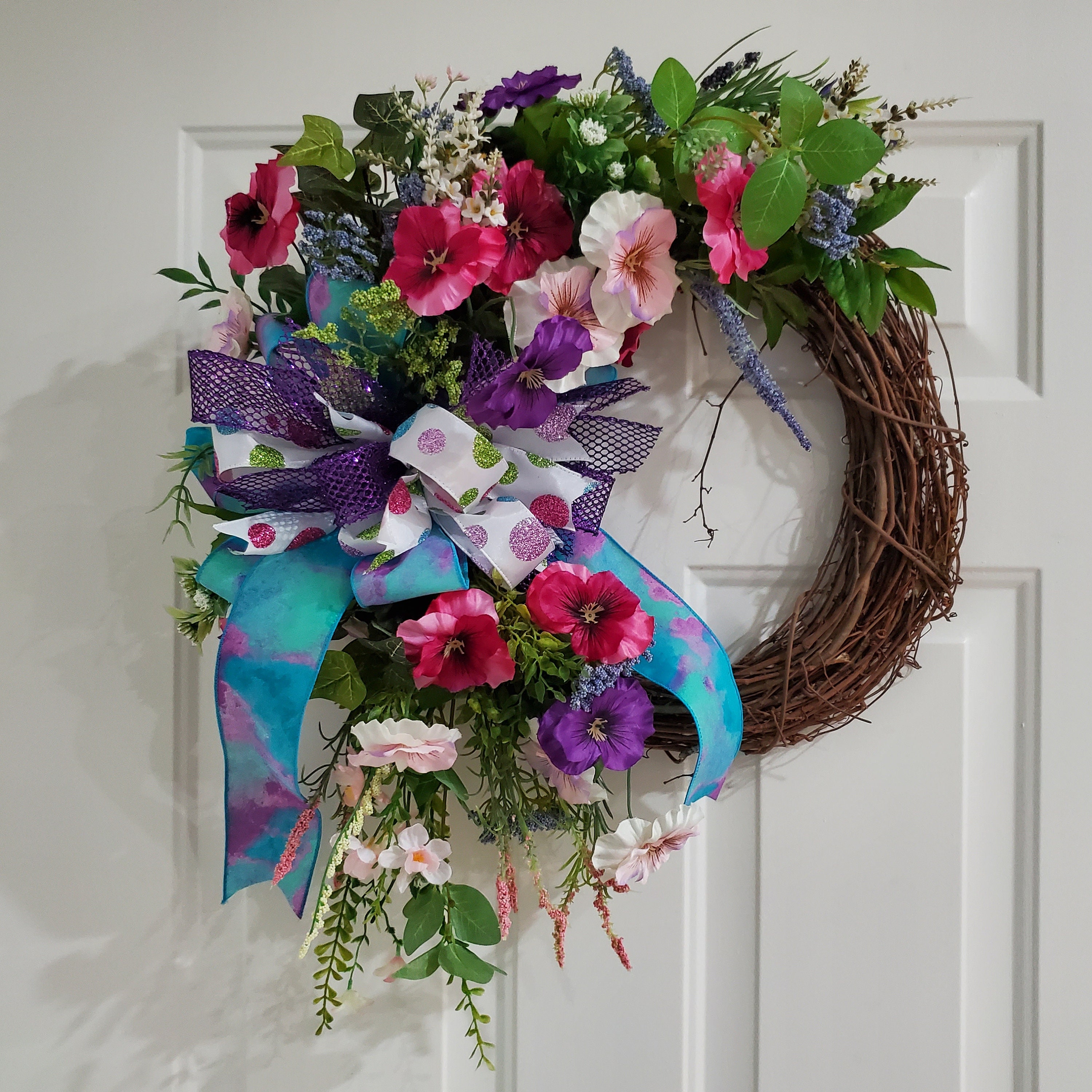 Pansy Wreath Purple Wreath Front Door Spring Wreath Summer - Etsy
