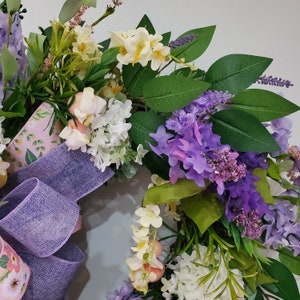 Lilac Wreath, Purple Lavender and White Lilac Front Door Wreath, Wispy ...