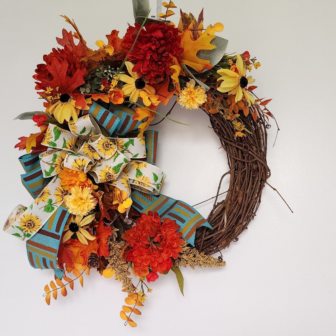 Fall Twig Wreath, Autumn Wreath, Mum Wreath, Fall Wreath With a Touch ...