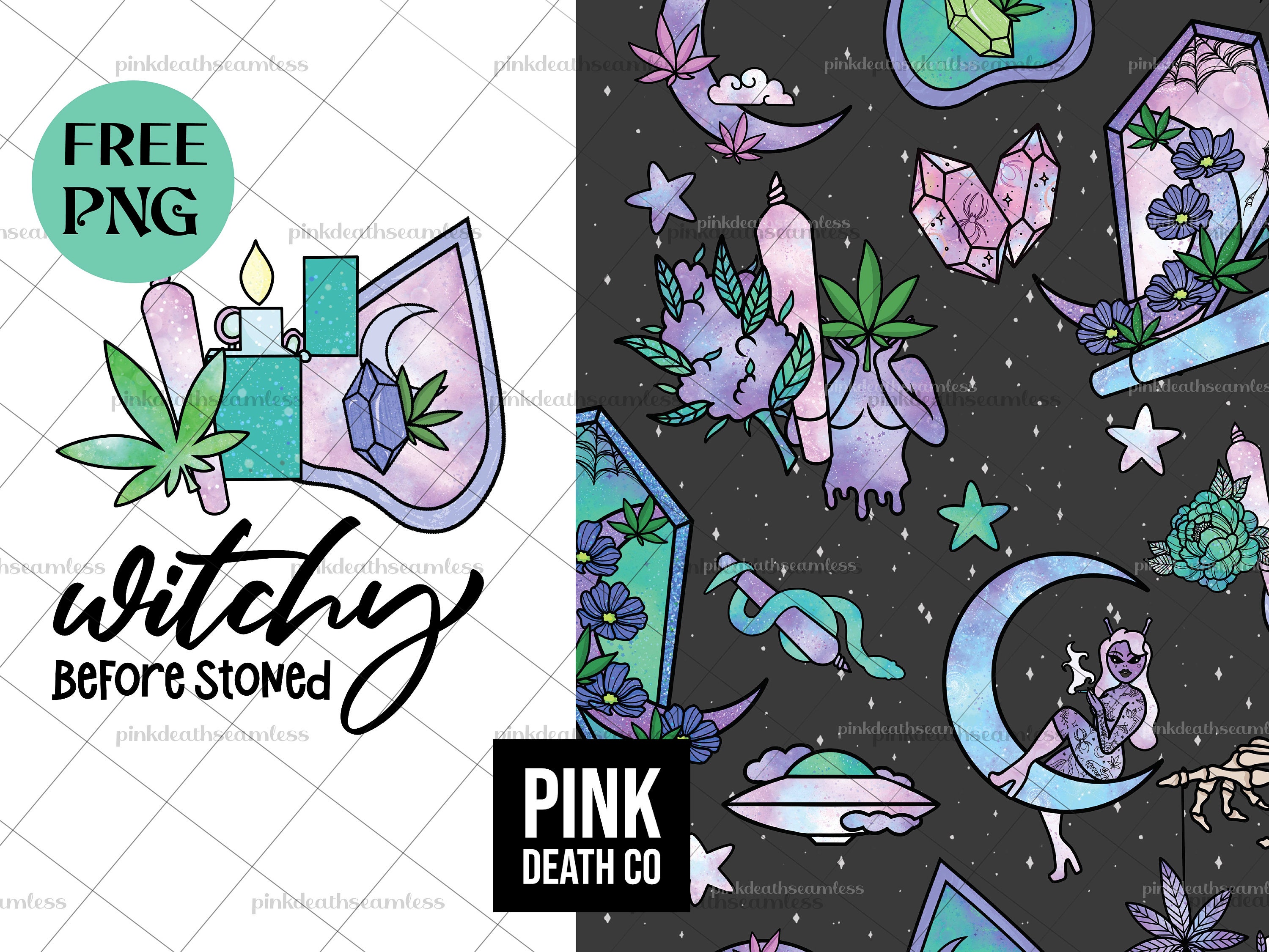 Pastel Galaxy Stoner Goth Seamless Pattern 420 Lighter - Etsy