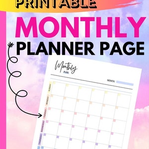 Printable Monthly Planner | Undated Monthly Calendar Sheet | Minimalist ...