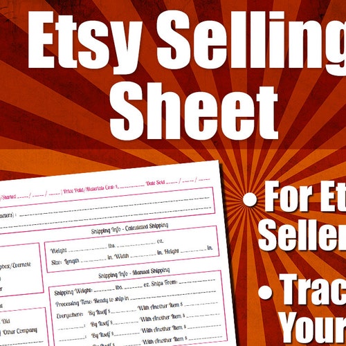Etsy Products Listing Sheet Etsy Seller Form Listing - Etsy