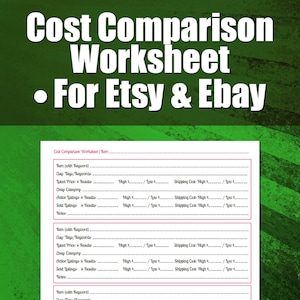 Cost Comparison Worksheet and Video Walkthrough for Etsy and Ebay ...