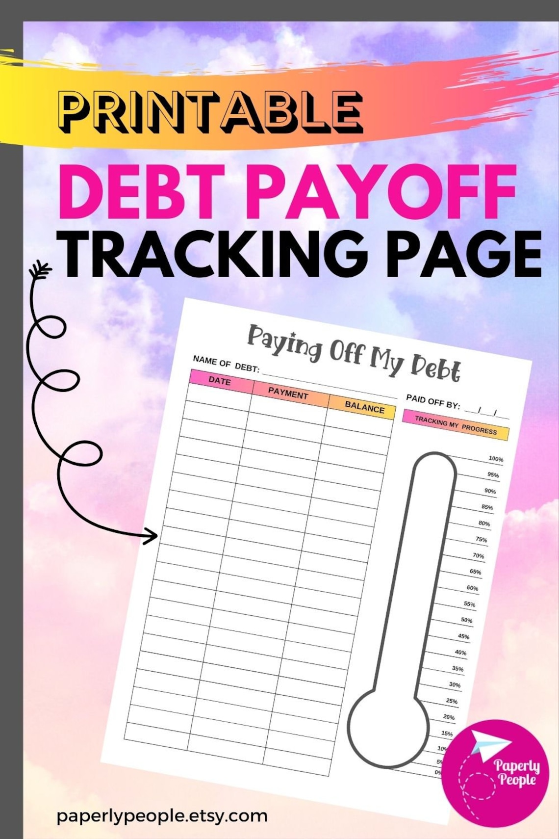 Debt Payoff Tracker | Printable Goal Tracker | Planner Pages | Debt ...