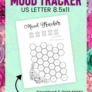 Printable Mood Tracker Worksheet | Anxiety Tracker | 30 Day Undated US ...