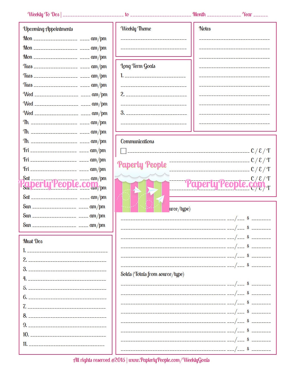 Business Calendar Kit, Get All 3 Printable Planner Pages, Daily, Weekly ...