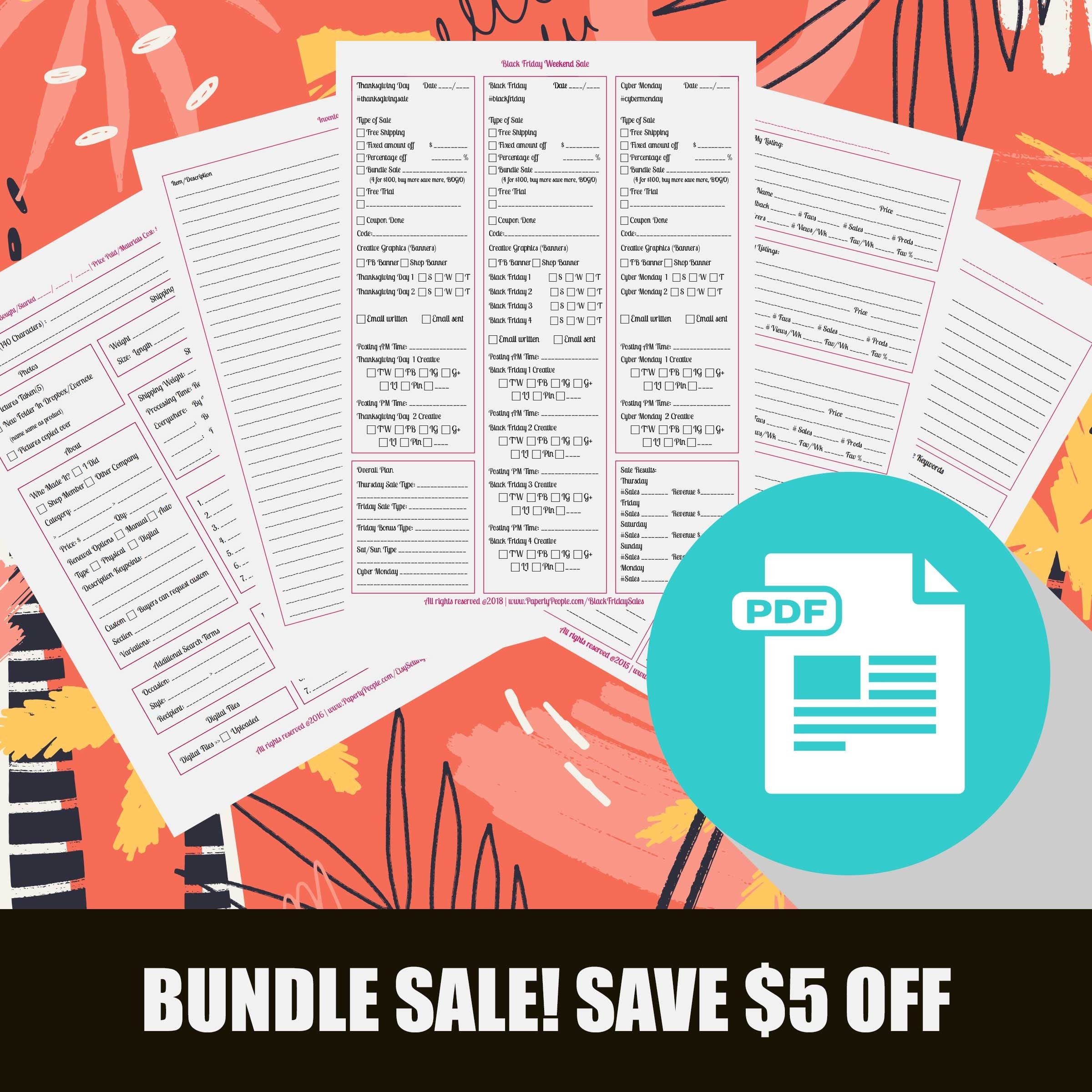 Etsy Business Bundle - 5 Best Selling Etsy Worksheets & Planner Pages ...