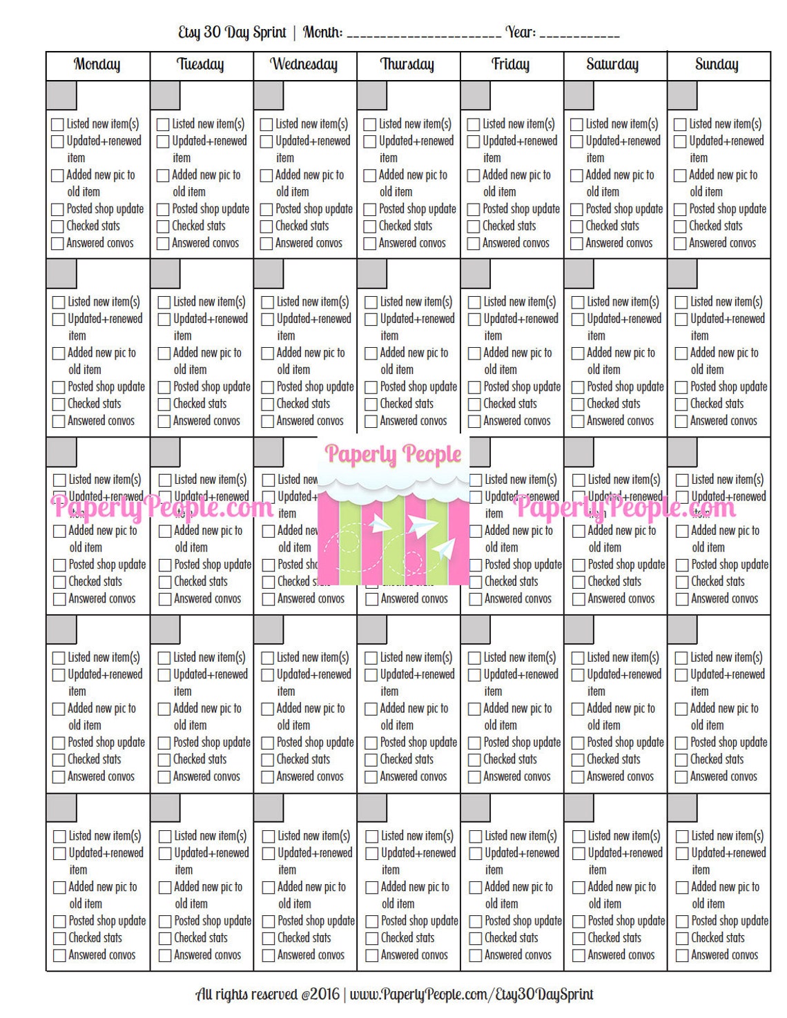 30 Day Sprint Plan and Worksheet for Etsy Sellers | Super Practical ...