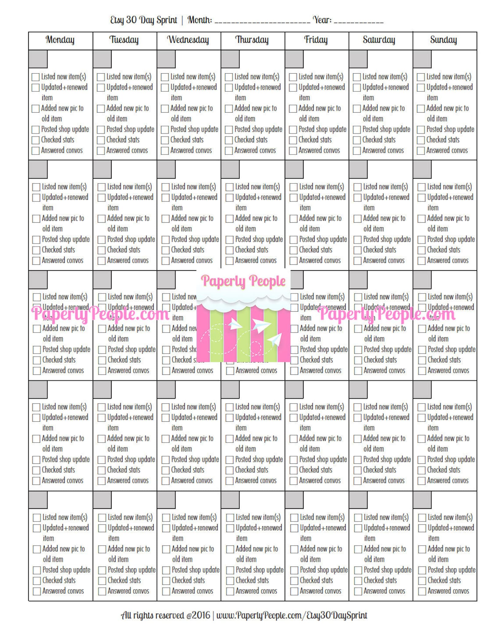 30 Day Sprint Plan and Worksheet for Etsy Sellers | Super Practical ...