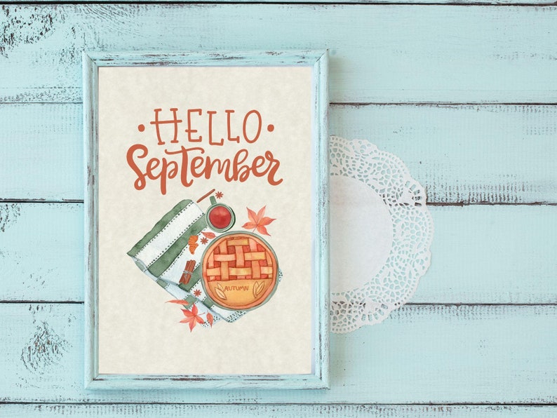 Hello September Printable Wall Art | Autumn Decor | Trendy Coffee Art ...