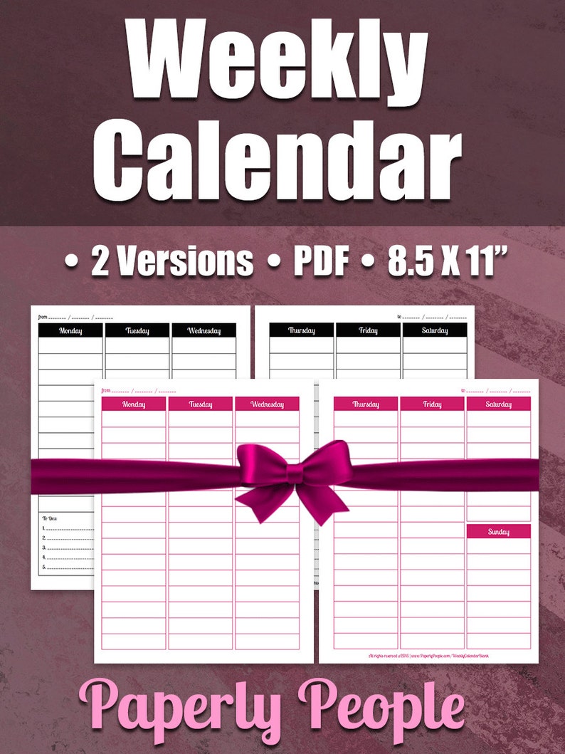 Weekly Calendars and Planners Spread | Great for DIY Planner, Business ...
