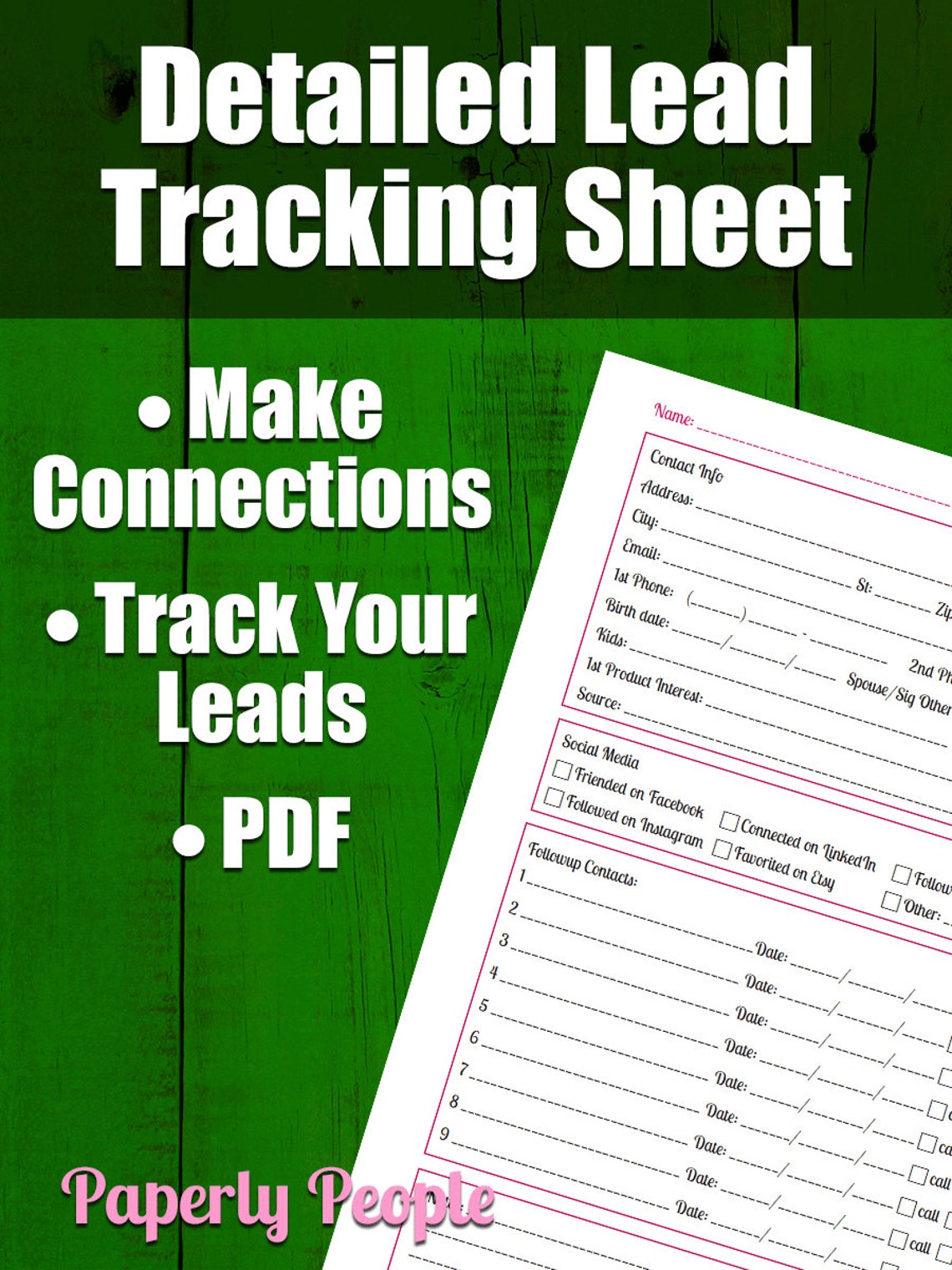Lead Tracking Sheet | Followup Worksheet for All Your Leads! Printable ...