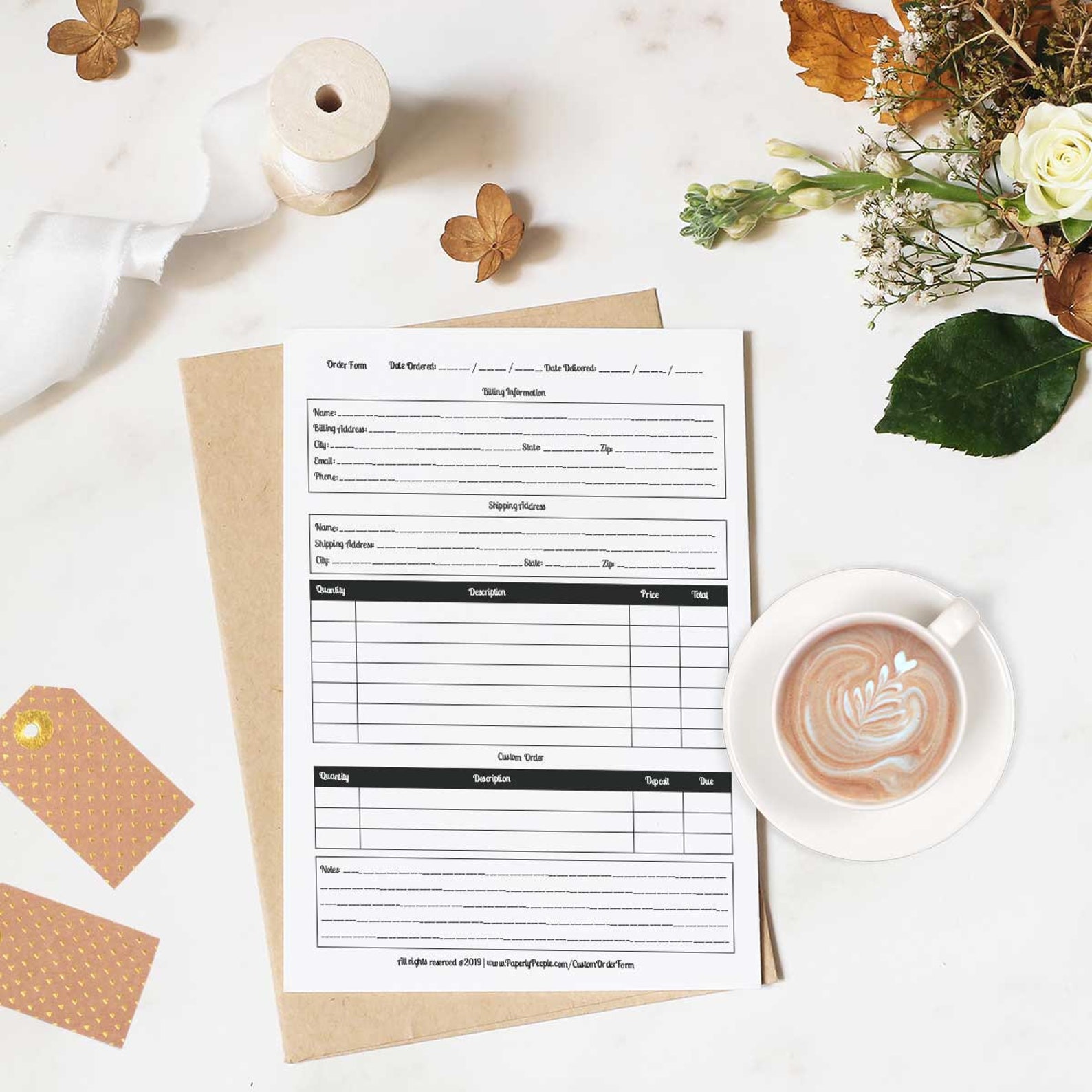 Order Form for Creative Products Companies | Custom Business Forms, for ...