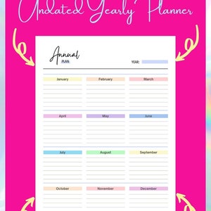 12 Month Goal Planner | Undated Yearly Goal Sheet | Minimalist Planner ...