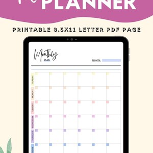 Printable Monthly Planner | Undated Monthly Calendar Sheet | Minimalist ...