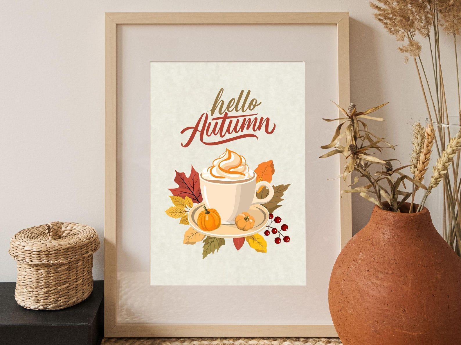 Hello Autumn Printable Wall Art | Autumn Decor | Trendy Office Wall Art ...