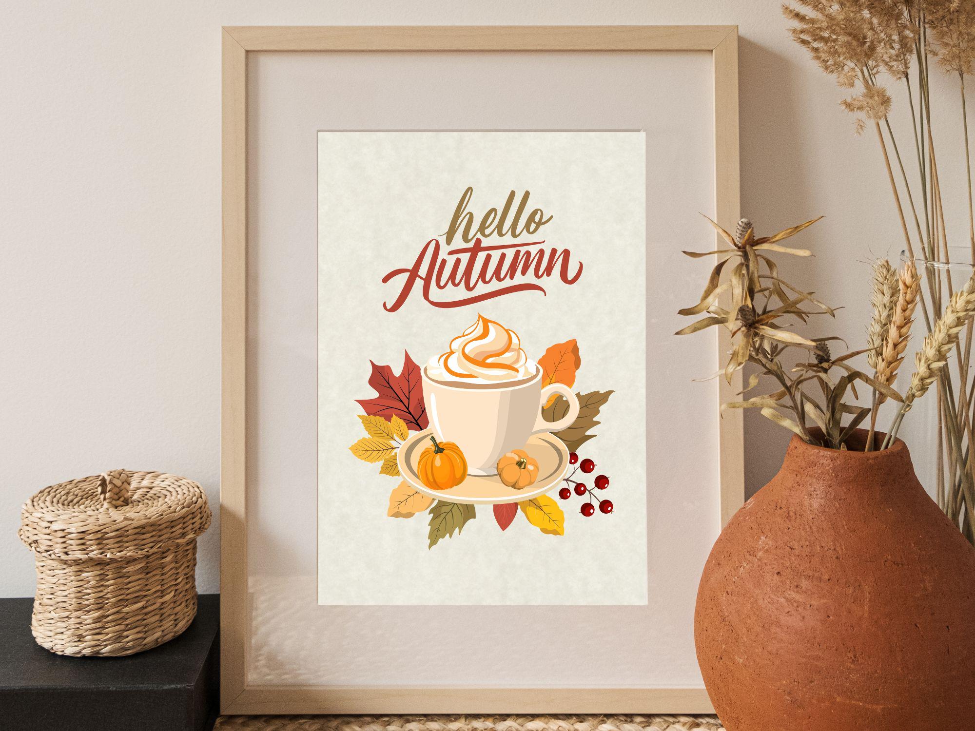 Hello Autumn Printable Wall Art | Autumn Decor | Trendy Office Wall Art ...