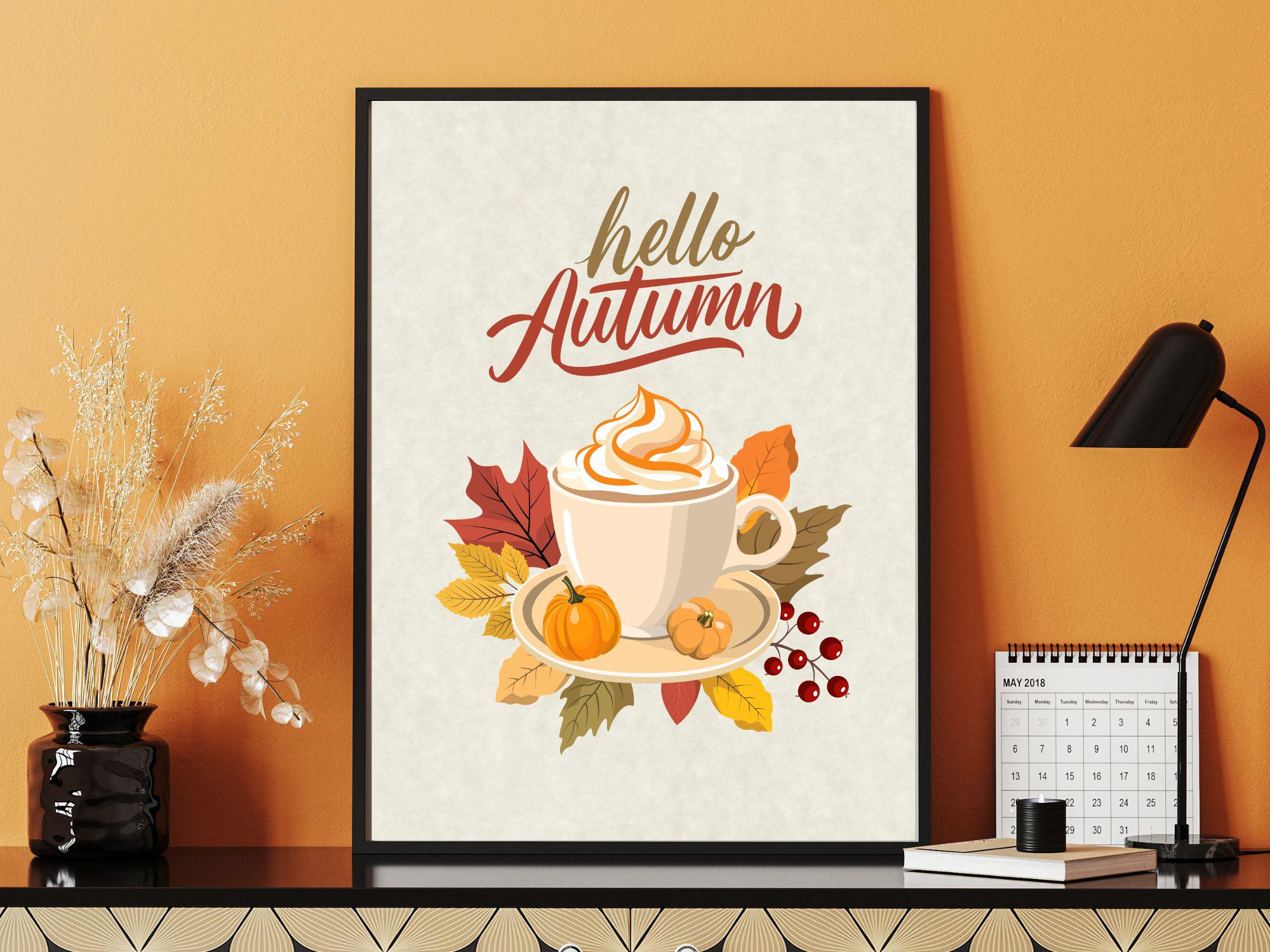Hello Autumn Printable Wall Art | Autumn Decor | Trendy Office Wall Art ...