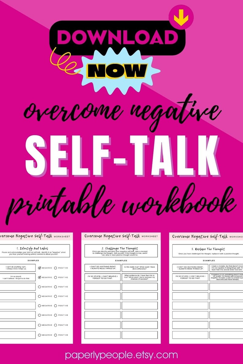 Self-care Kit | Overcome Negative Self Talk | Mindfulness Workbook ...