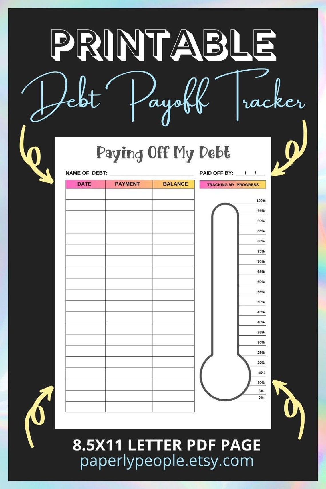 Debt Payoff Tracker | Printable Goal Tracker | Planner Pages | Debt ...