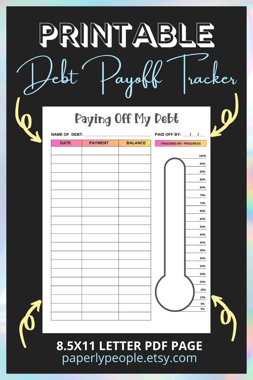 Debt Payoff Tracker | Printable Goal Tracker | Planner Pages | Debt ...