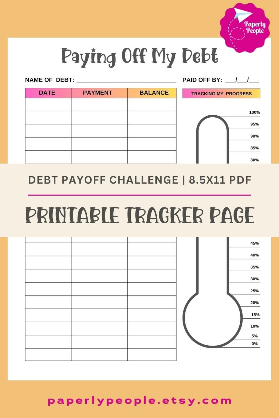 Debt Payoff Tracker | Printable Goal Tracker | Planner Pages | Debt ...