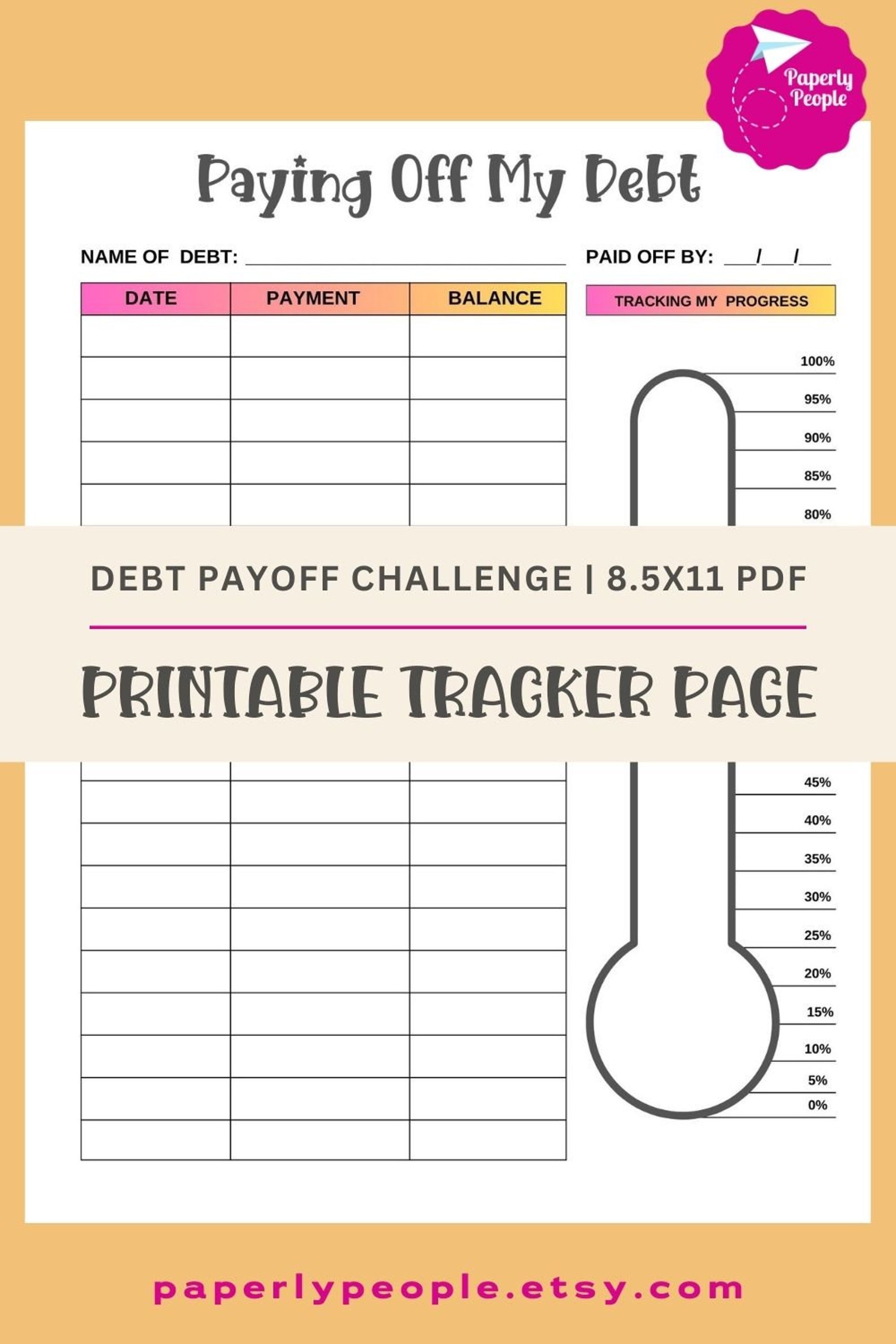Debt Payoff Tracker | Printable Goal Tracker | Planner Pages | Debt ...