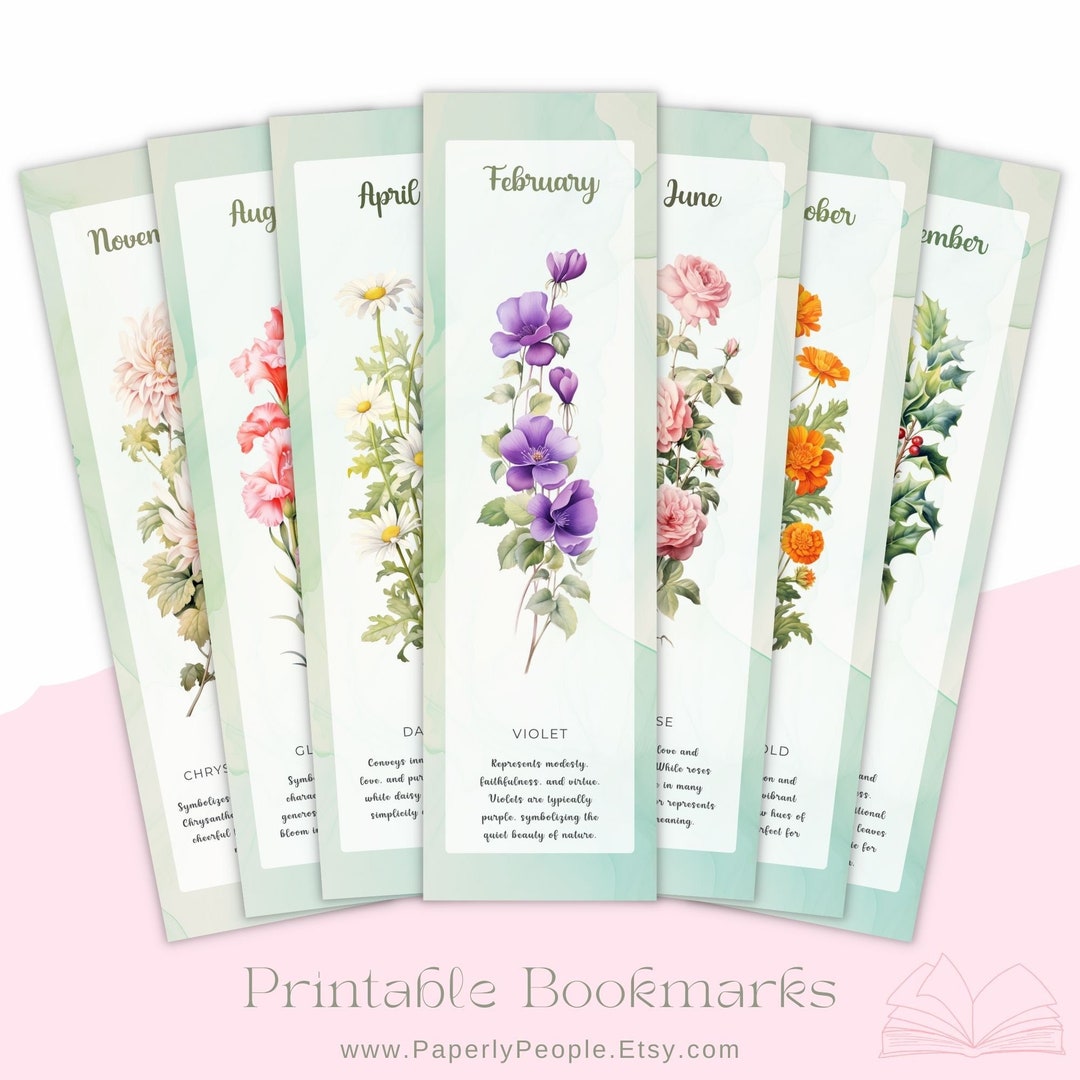 Pretty Floral Bookmarks | Printable Bookmark Bundle | Junk Journal ...