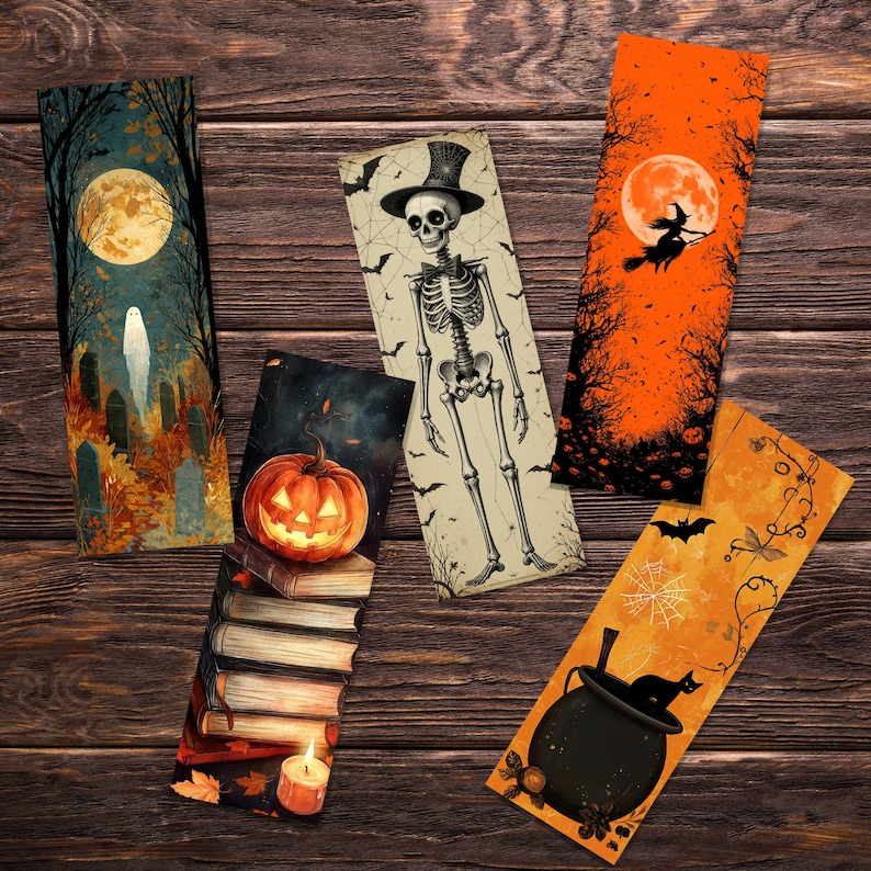 Halloween Bookmarks | Printable Bookmark Bundle | Junk Journal ...