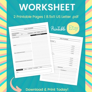 2024 Goal Planner | Undated Goal Setting Worksheet | Simple Action Plan ...