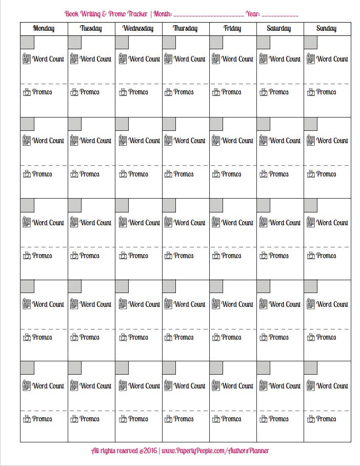 Authors Planner, 22 Page Writers Planner, Research, Book Marketing ...