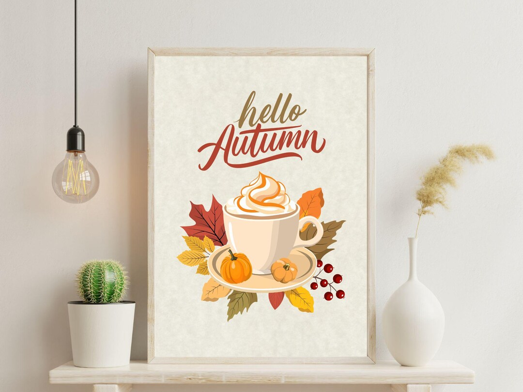 Hello Autumn Printable Wall Art | Autumn Decor | Trendy Office Wall Art ...